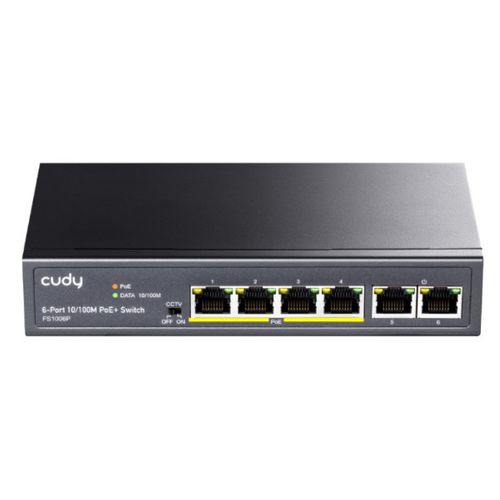 Cudy FS1006P 6-Port 10/100M PoE+ Switch, 60W internal max 32W/PoE, UPLINK, 250m (alt.PFS3006-4ET-60)