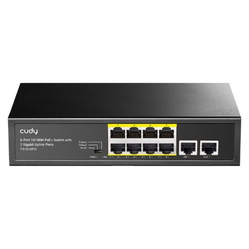 Cudy FS1010PG 8-Port 10/100M PoE+ Switch, 2Uplink 10/100/1000M, 120W, 250m, steel (Alt.PFS3010-8ET)