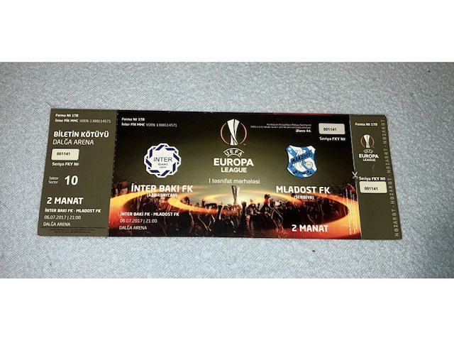 Inter Baku - Mladost Lucani, Liga Evrope 2017