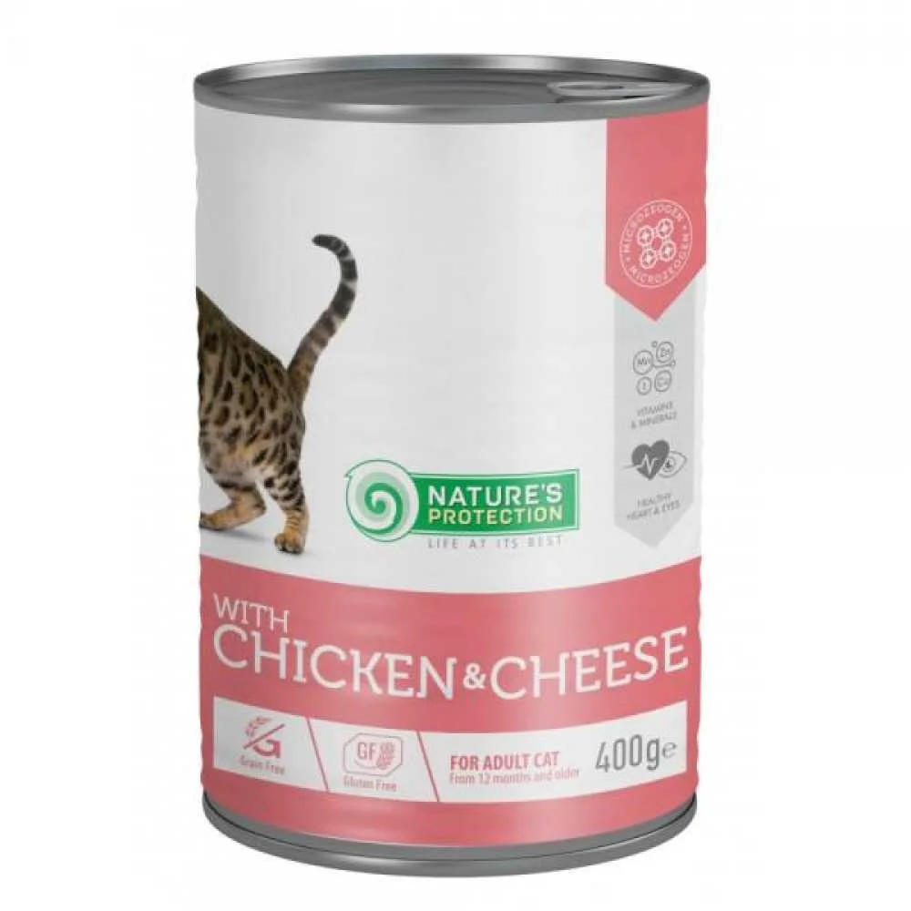 Nature's Protection konzerva za mačke - Chicken&Cheese - 400g