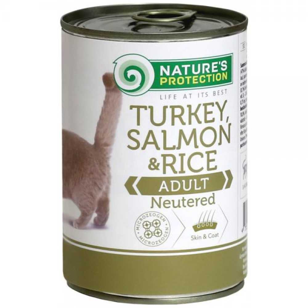 Nature's Protection konzerva za mačke - Sterilised - Turkey&Salmon&Rice - 400g