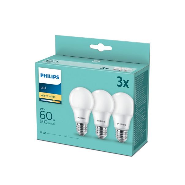 PHILIPS LED sijalica 8W (60W) A60 E27 WW FR ND 3PF/6 DISC