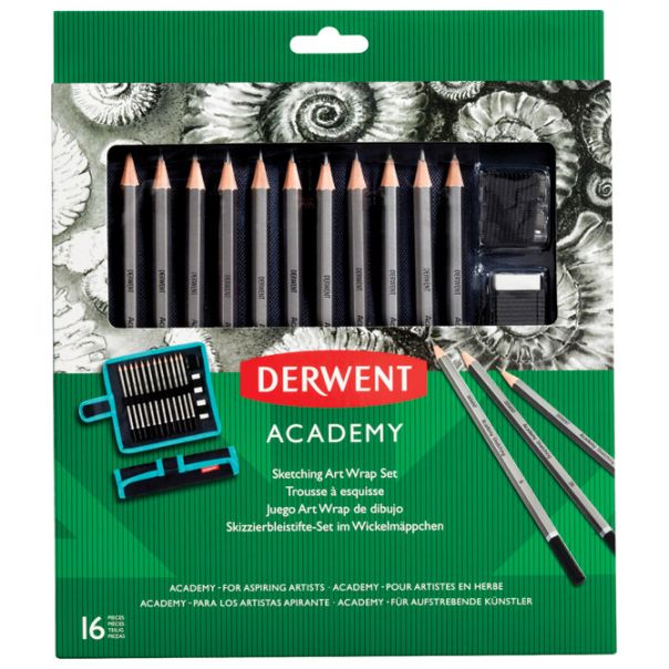 DERWENT Set u platnenoj pernici Olovka grafitna 5H-6B+pribor Academy Derwent 2305682 blister