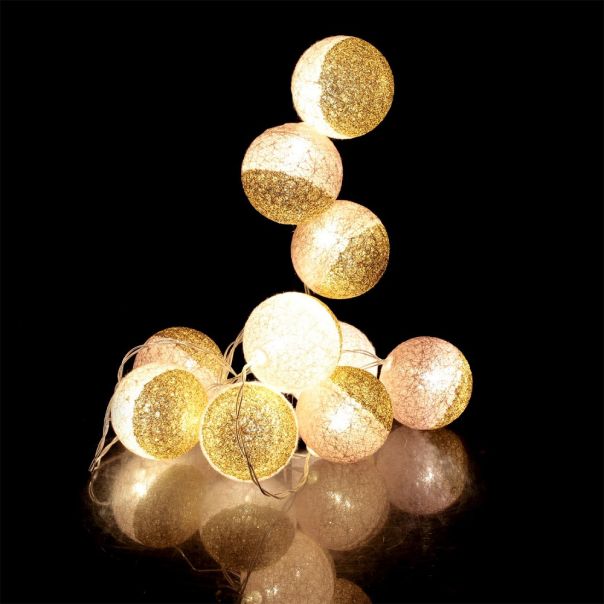 Lampice kuglice 10 led roze zlato 6 x 192 cm 2593