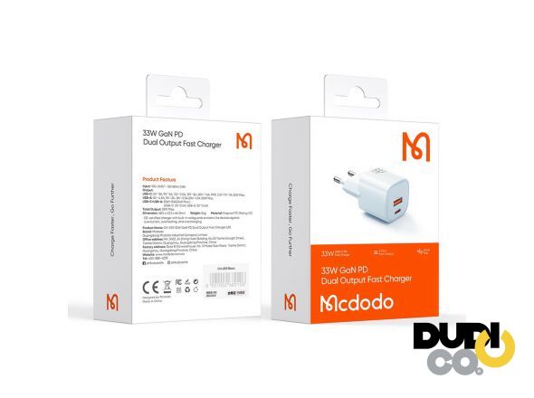 MCDODO CH-0154 ZIDNI Punjač 33W, TIP-C + USB-A KONEKTORI, PLAVI