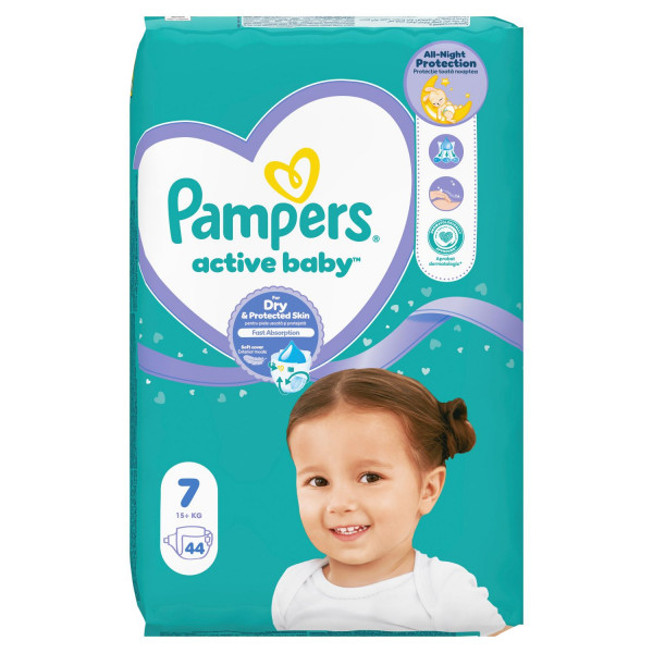 Pampers pelene active Jumbo 7ex.large 15kg+ 44kom