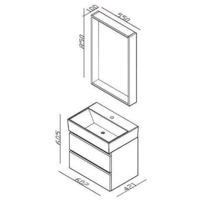 Ogledalo LineArt PLAZA 60cm Oak LED