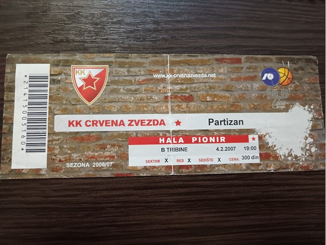Crvena zvezda-Partizan 4.2.2007 košarka