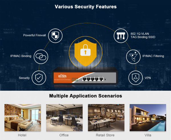 Wi-Tek WI-AC105P 5-Gigabit PoE Ports Wireless Access Point Cloud Controller/Gateway