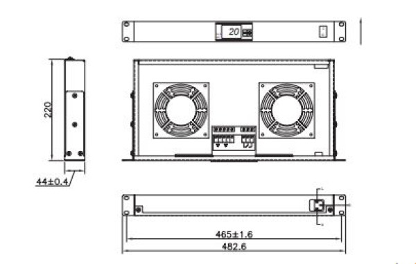 Logilink ventilator panel sa 2 ventilatora i termostatom, 1U, 465 x 220, crni