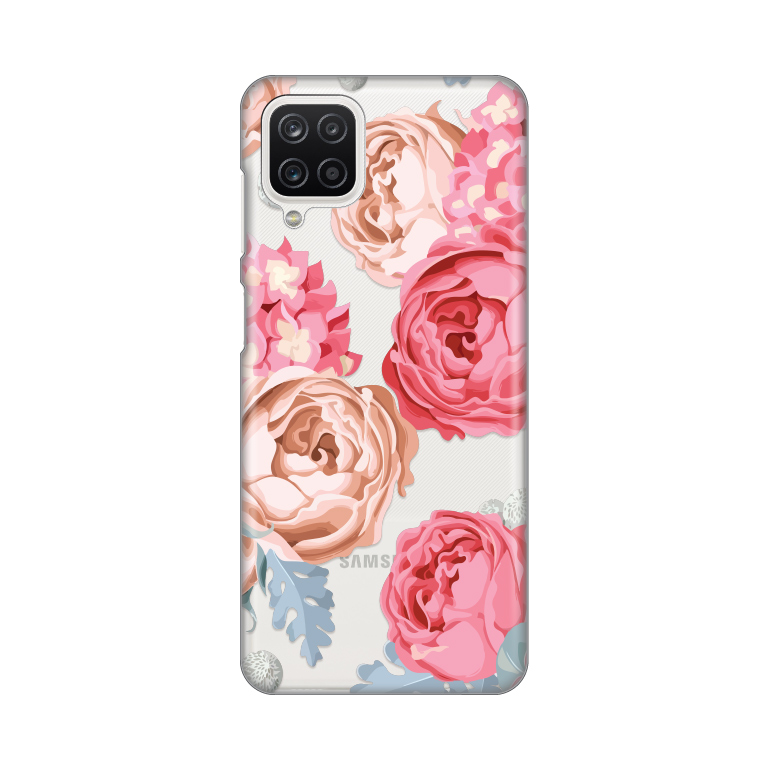 Maska(futrola) Silikonska Print Skin za Samsung A125F Galaxy A12 Pink Flowers