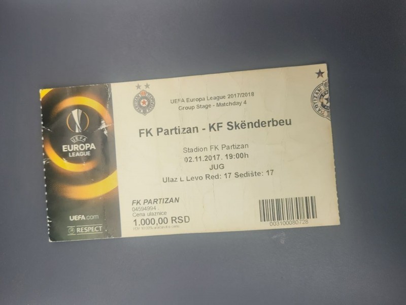 Fk Partizan - KF Skenderbeu 02.11.2017.