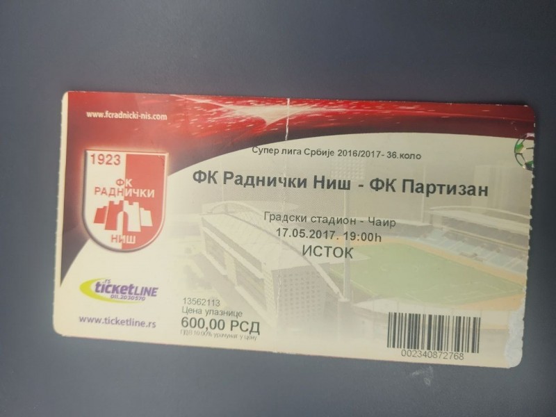 Fk Radnicki Nis - Fk Partizan 17.05.2017.