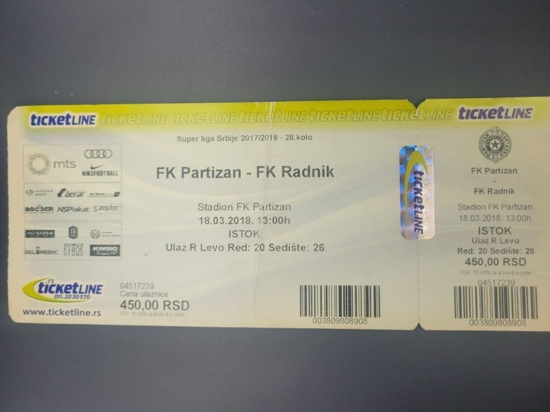 Fk Partizan - Fk Radnik 18.03.2018.