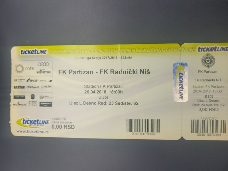 Fk Partizan - Fk Radnicki Nis 26.04.2018.
