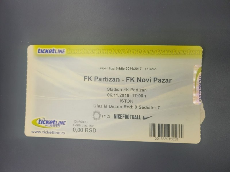 Fk Partizan - Fk Novi Pazar 06.11.2016.