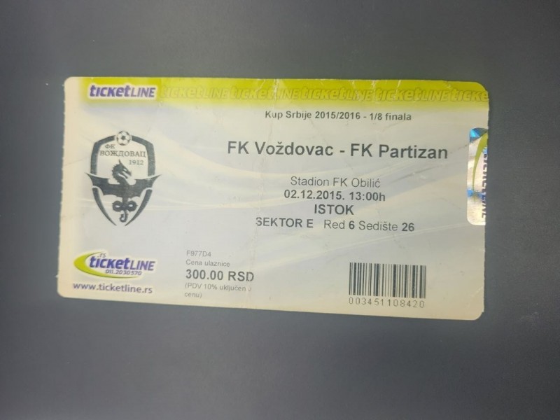 Fk Vozdovac - Fk Partizan 02.12.2015.