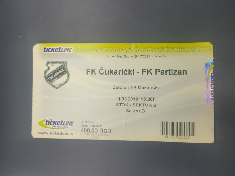 Fk Cukaricki - Fk Partizan 11.03.2018.
