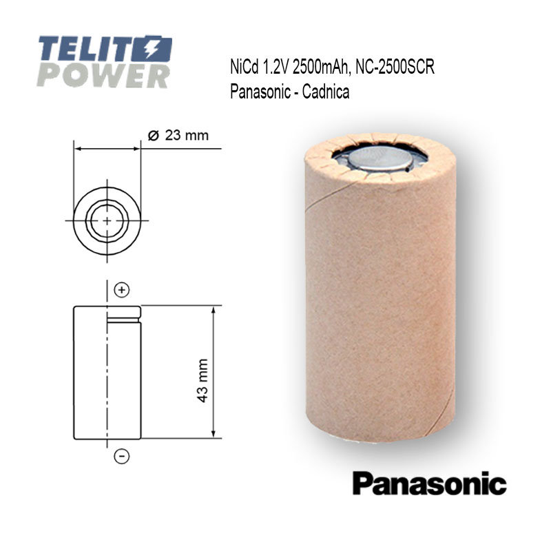 NiCd SC 1.2V 2500mAh NC-2500SCR Panasonic Cadnica