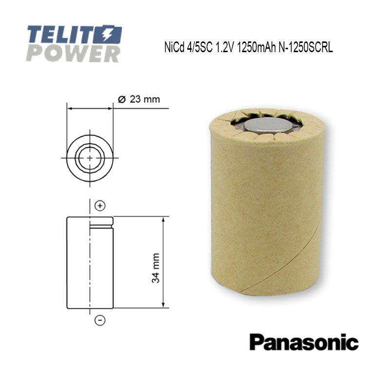 NiCd 4/5SC 1.2V 1250mAh N-1250SCRL Panasonic Cadnica