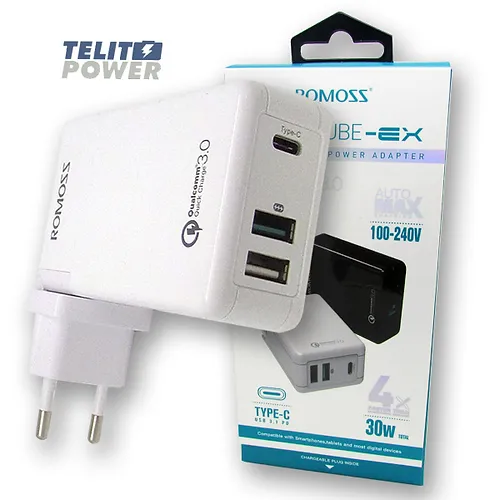 ROMOSS Power CUBE-EX Tip C &amp; USB 3-Port Power adapter