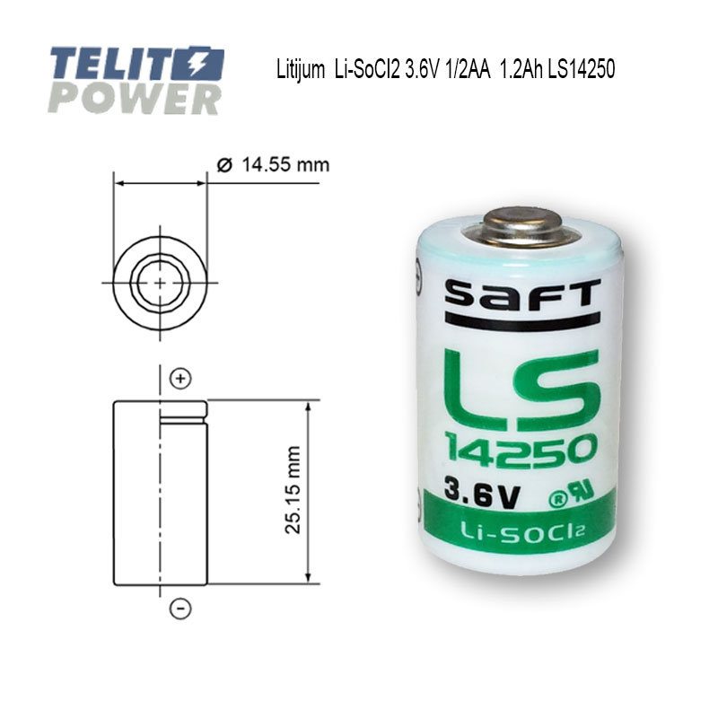 Litijum 1/2AA 3.6V 1200mAh LS14250 SAFT