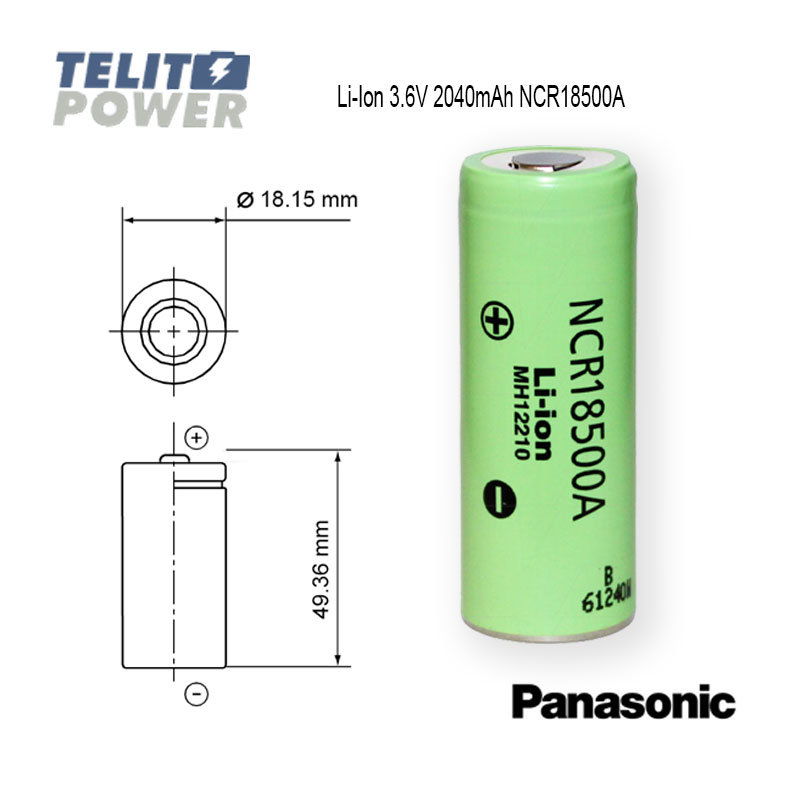 Li-Ion 3.6V 2040mAh NCR18500A Panasonic