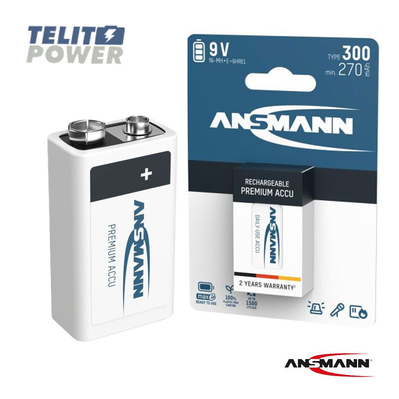 NiMH Punjiva Baterija 9V Tip 300 maxE - 9V 300mAh ANSMANN
