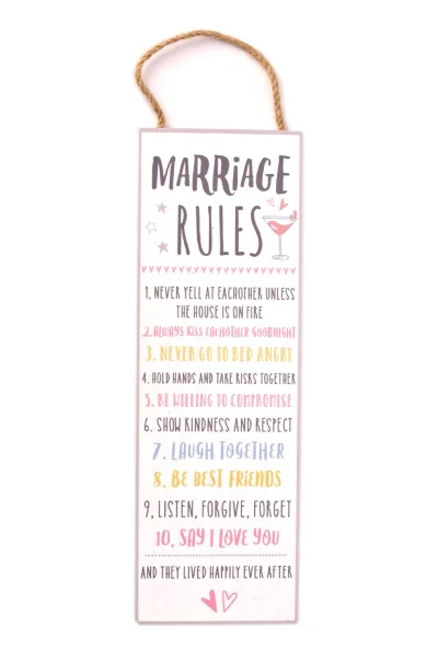 Zidna dekoracija - Love Life, Marriage Rules, 30cm
