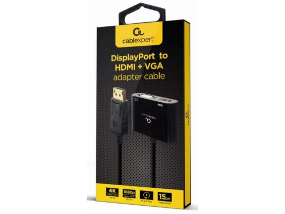 Gembird DisplayPort male to HDMI female + VGA female adapter kabl A-DPM-HDMIFVGAF-01