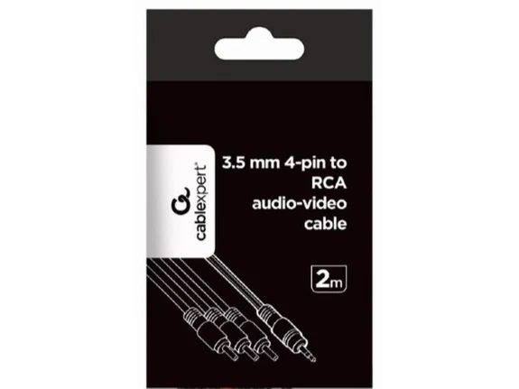 Gembird Džek AV 3.5mm 4-pin, kabl Jack AV 3.5mm male - 3x RCA male 2m CCA-4P2R-2M