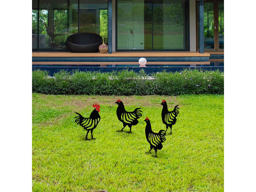 Aberto Design Dekorativni detalj za dvorište set Chicken Family 4
