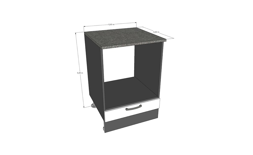 Nika baza za rernu 1 fioka 60x60x85cm antracit/boja leda sjaj