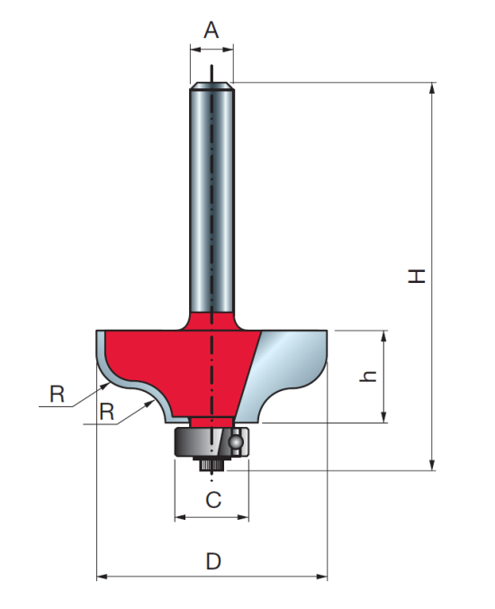 Freud profilno glodalo sa ležajem - OGEE stil sa 2 radijusa, prihvat 6mm 38-20206P