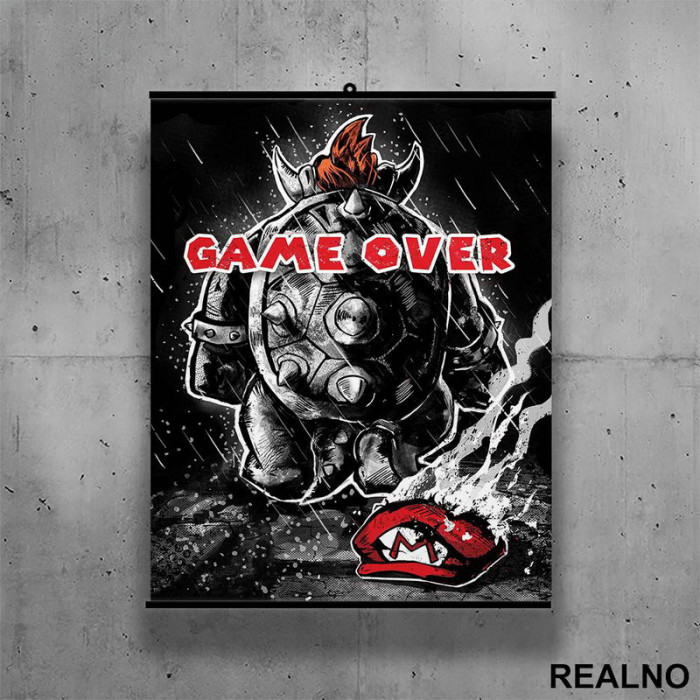 GAME OVER - BAUZER - SUPER MARIO - POSTER SA NOSAČEM