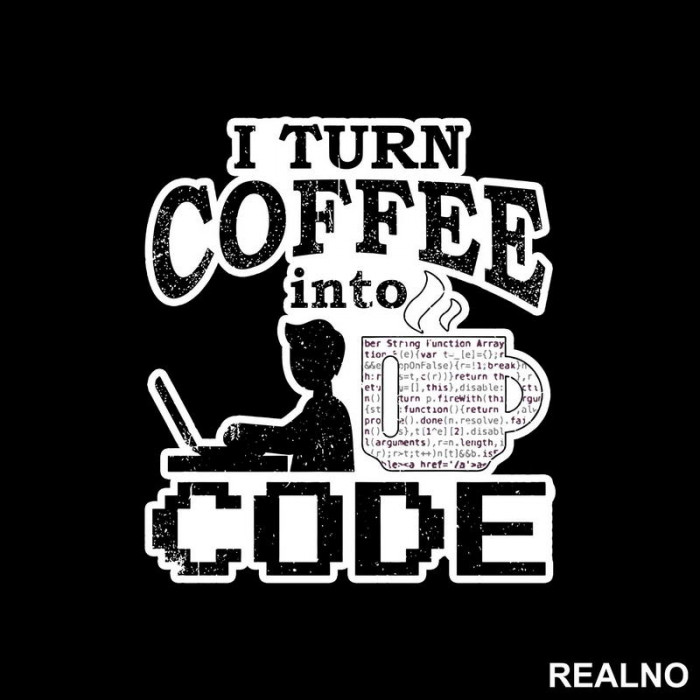 COFFEE INTO CODE - GEEK - NALEPNICA