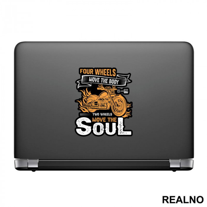 Four Wheels Move The Body Two Wheels Move The Soul - Orange - Motori - Nalepnica