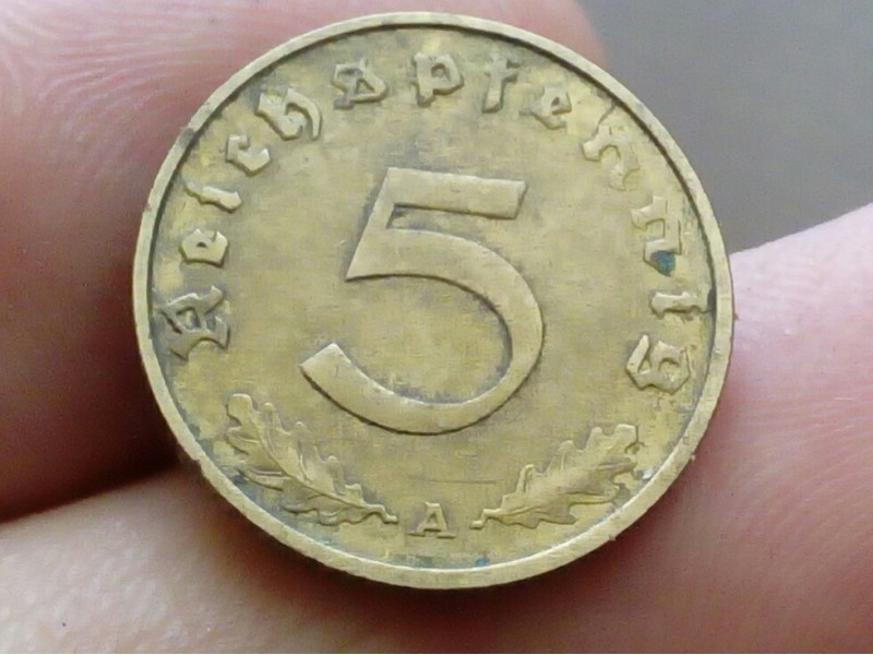 Nemacka, 5 pfennig 1938 A