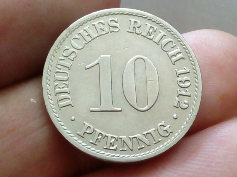 Nemacka, 10 pfennig 1912 A