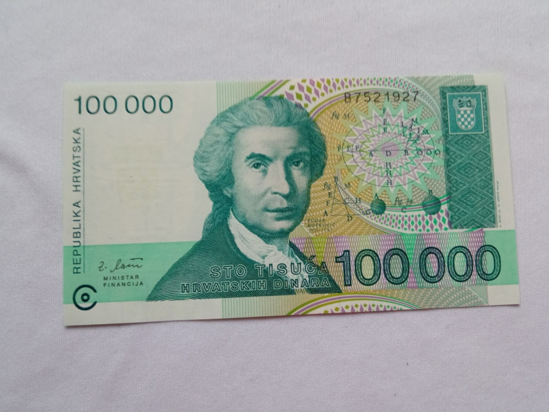 Hrvatska 100.000 dinara,1993 god.UNC