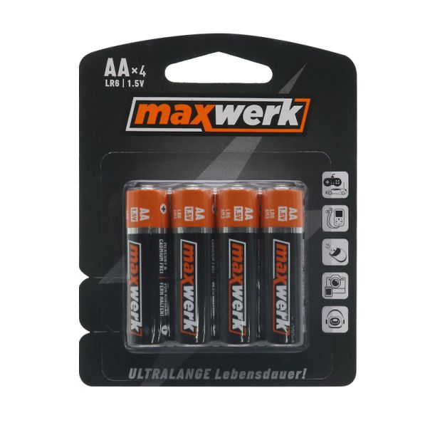 MAXWERK Baterija alkalna AA LR6 1.5v 4/1