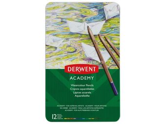 DERWENT Boje drvene Aquarelle 12 boja u metalnoj kutiji Academy Derwent 2301941