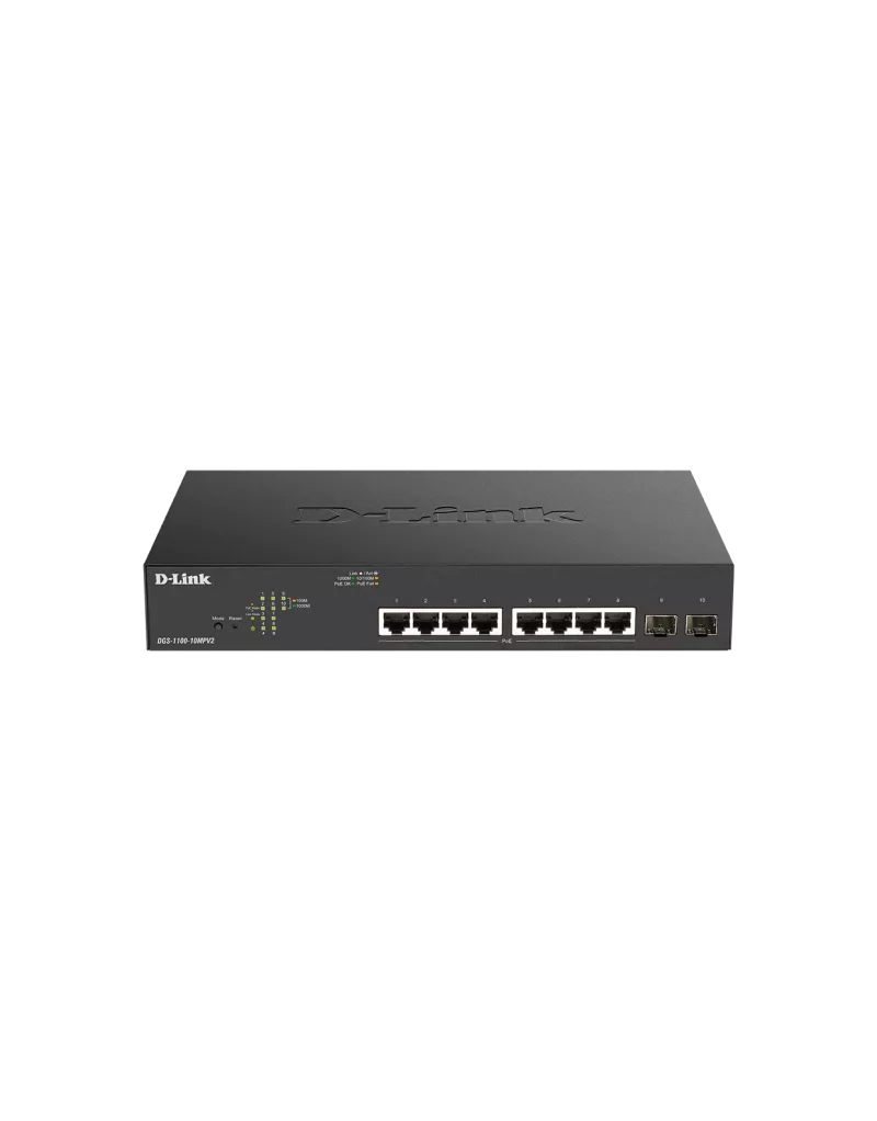LAN Switch D-Link DGS-1100-10MPV2/E 10/100/1000Mbps 8port/2SFP Smart