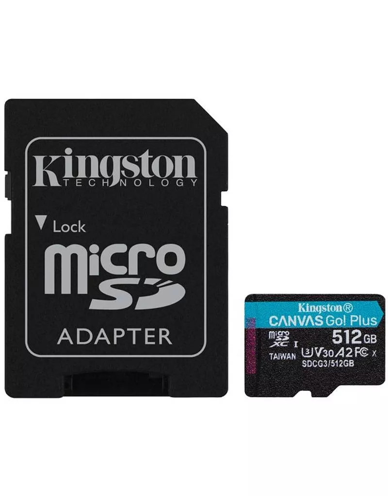 KINGSTON Memorijska kartica U3 V30 microSDXC 512GB Canvas Go Plus 170R A2 + adapter SDCG3/512GB