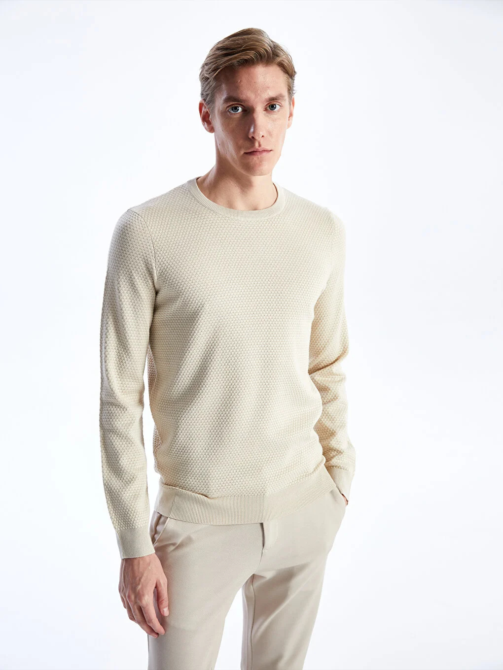 SOUTHBLUE Muški trikotažni džemper okruglog izreza dugih rukava
