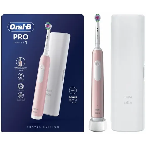 Oral-B Pro1 Pink + Travel Case, Električna četkica sa putnom kutijom