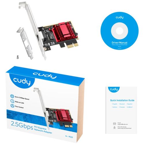 Cudy PE25 RJ45 2.5Gbps PCI Express Network Adapter, RTL8125