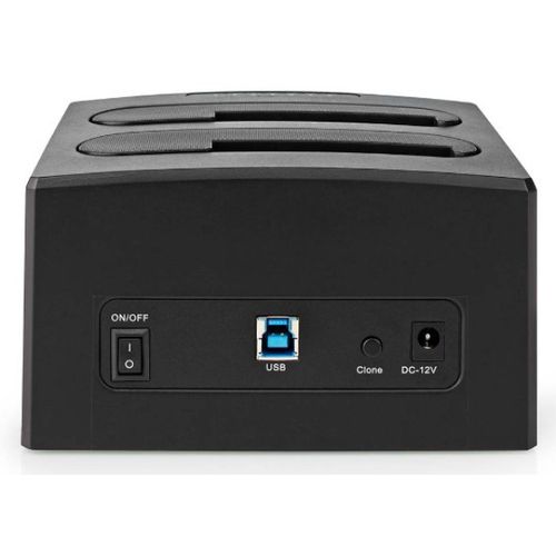 HDDUDB3210BK Nedis USB 3.2 DUPLI docking station za 2.5/3.5 SATA hard diskove, Kloniranje max 8TB