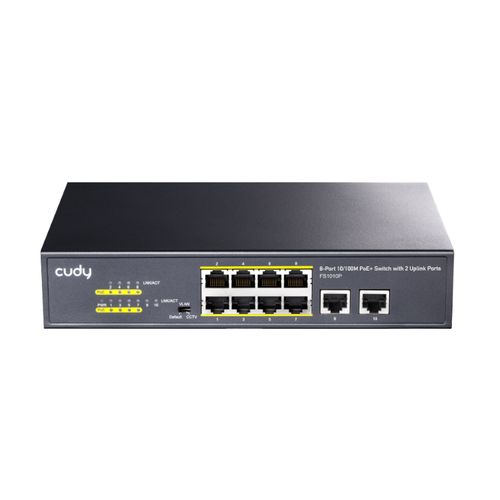 Cudy FS1010P 8-Port 10/100M PoE+ Switch, 2 Uplink 10/100M, 120W, 250m,4KV steel (Alt.PFS3009-8ET-96)