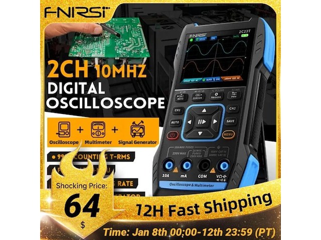 Dvokanalnj Osciloskop FNIRSI 2C23T 3X1